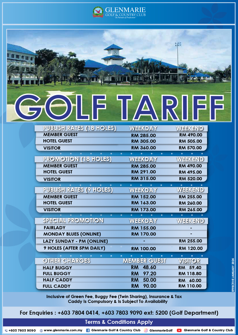 Golf Rates Malaysia | Glenmarie Hotel & Golf Resort | Rates
